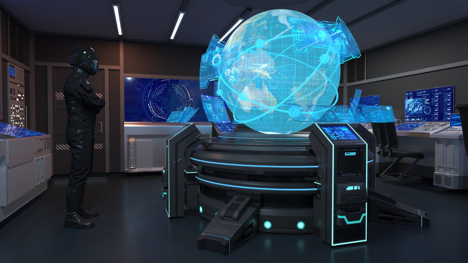 Command Cabin With Hologram 3D Model - TurboSquid 2292411