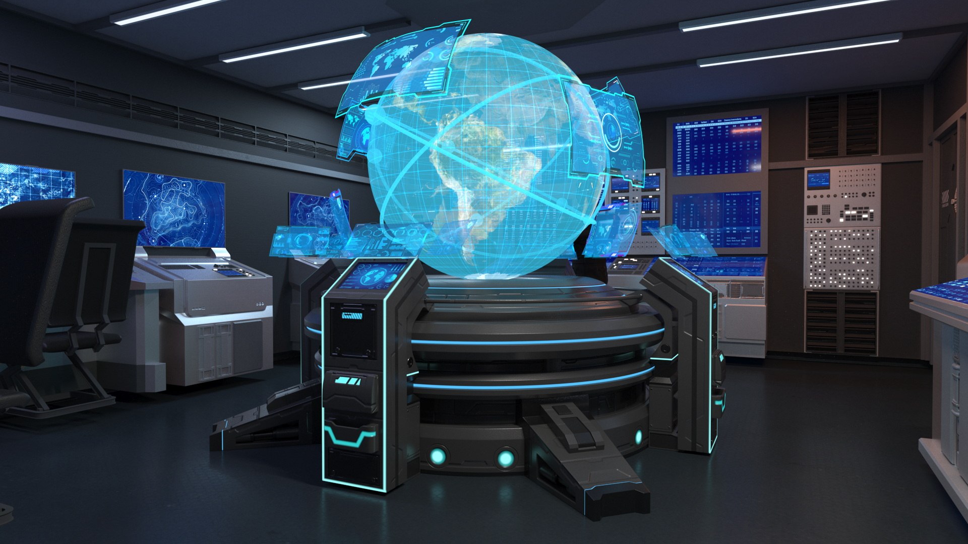 Command Cabin With Hologram 3D Model - TurboSquid 2292411