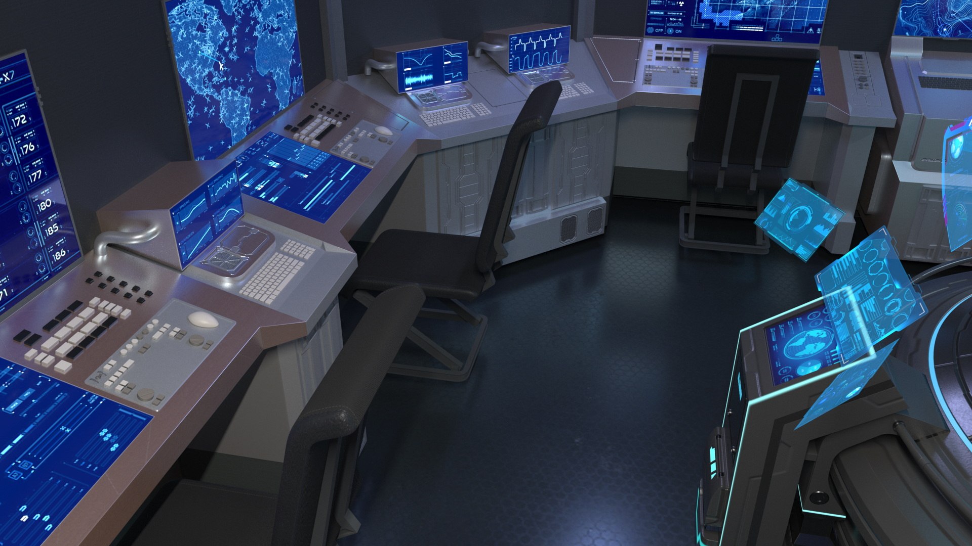 Command Cabin With Hologram 3D Model - TurboSquid 2292411