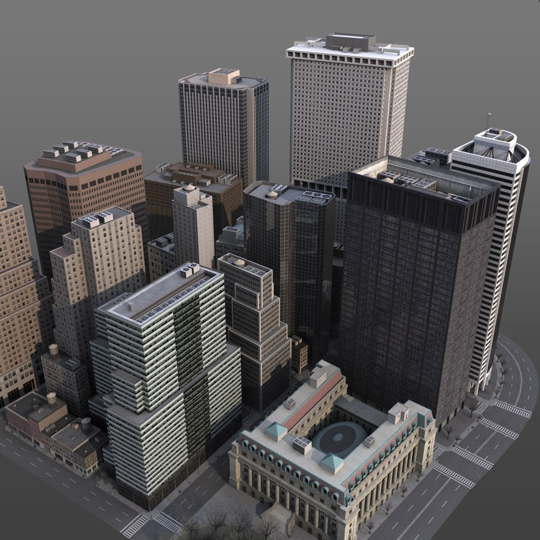Lower Manhattan District Buildings 3d 3ds