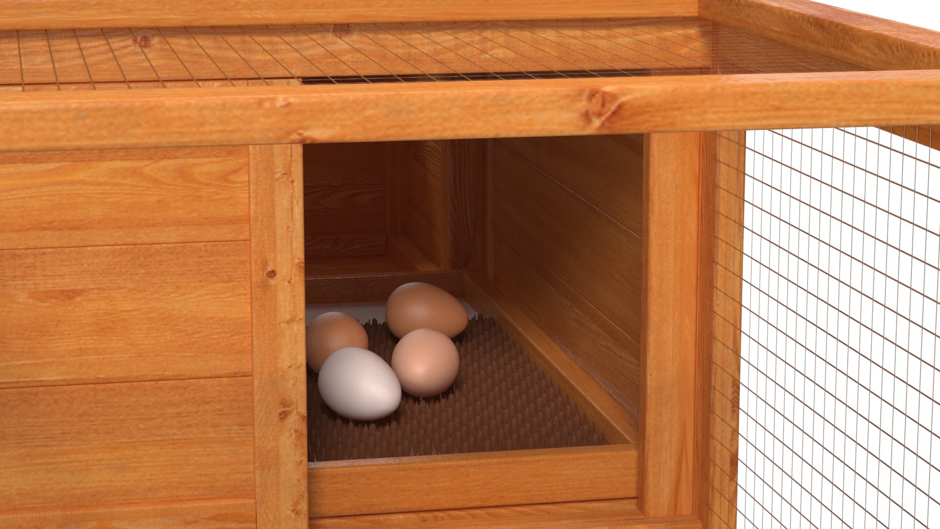 3D Wooden Small Chicken Coop With Chickens Rigged For Maya Model ...