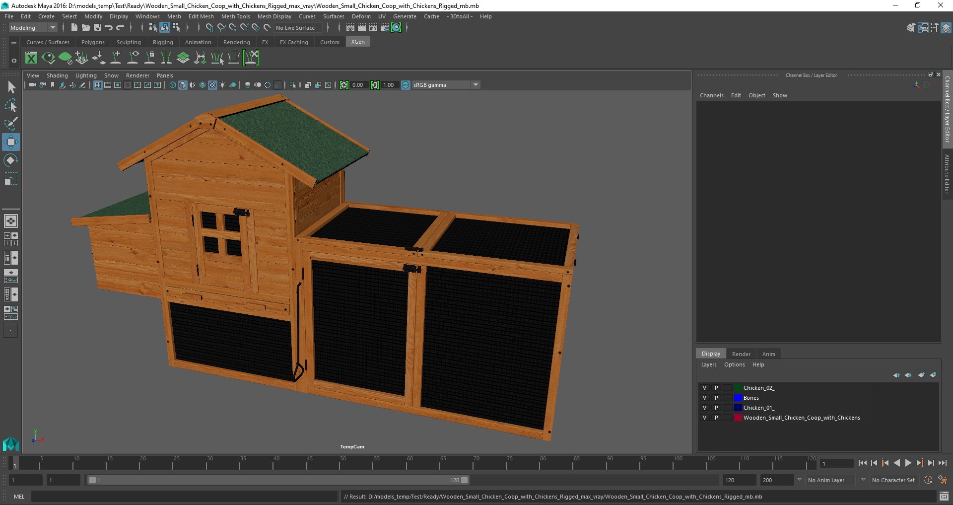 3D Wooden Small Chicken Coop With Chickens Rigged For Maya Model ...