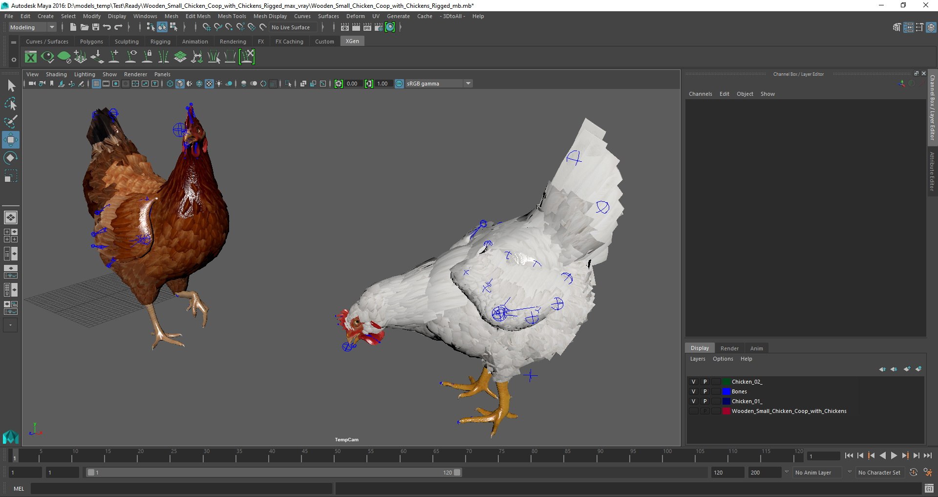 3D Wooden Small Chicken Coop With Chickens Rigged For Maya Model ...