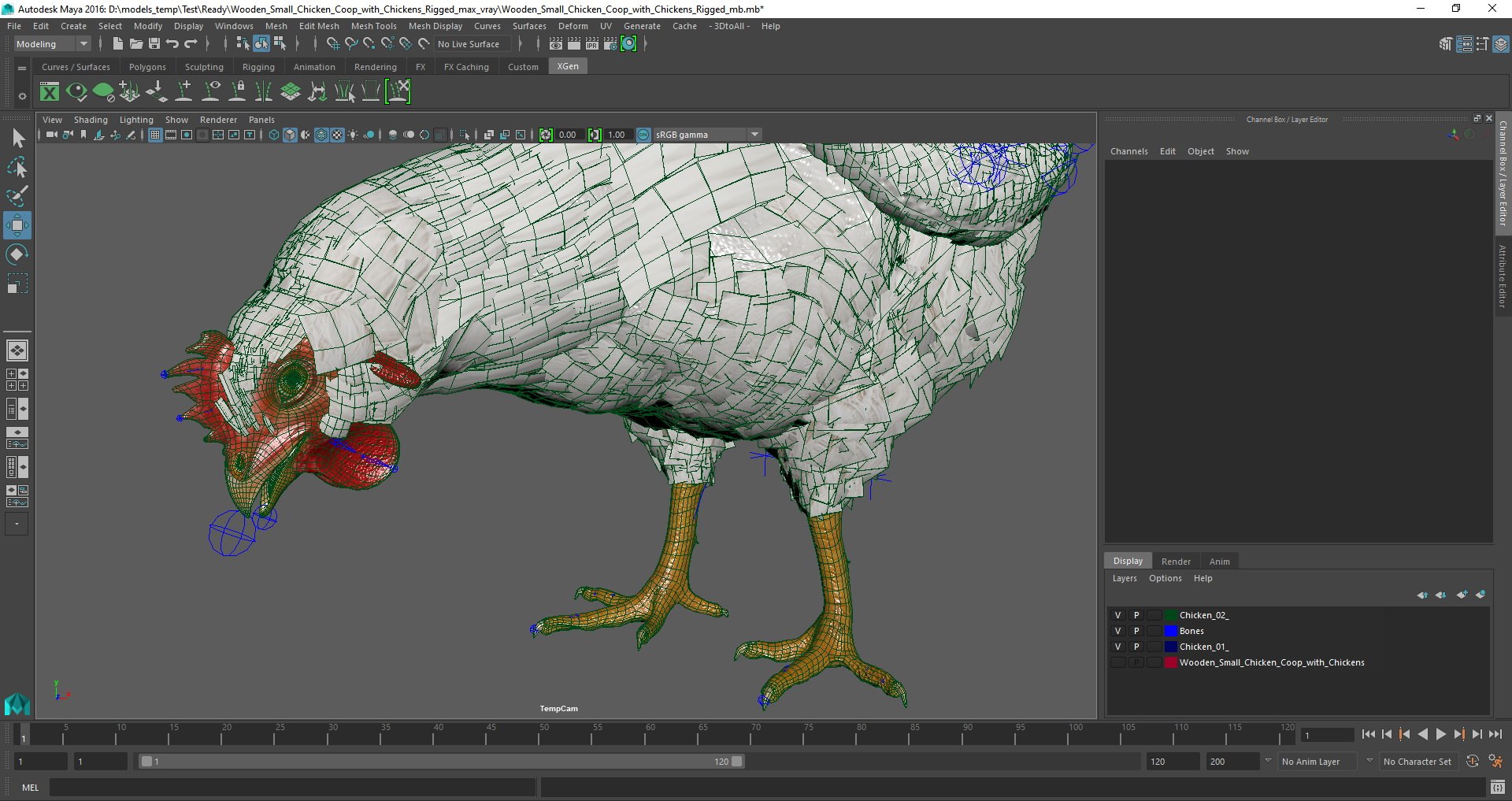 3D Wooden Small Chicken Coop With Chickens Rigged For Maya Model ...