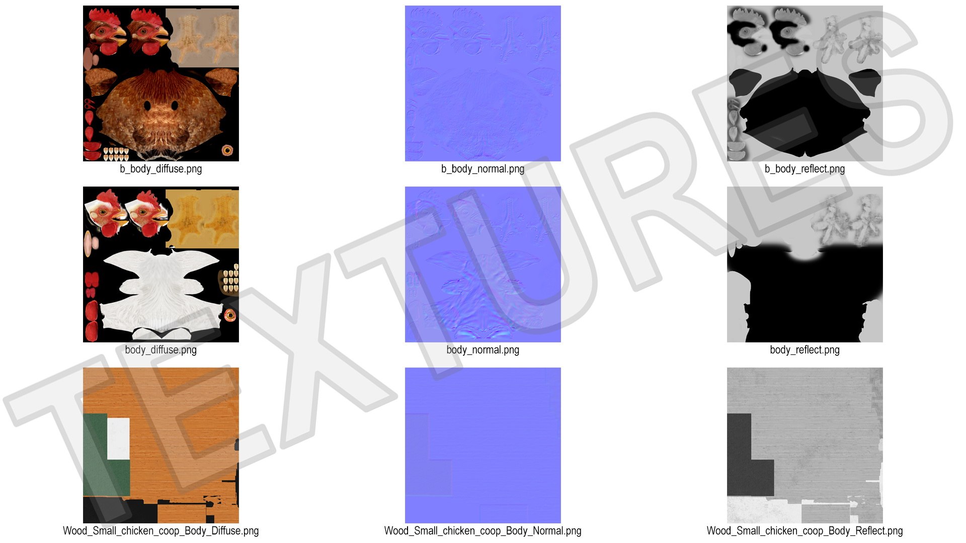 3D Wooden Small Chicken Coop With Chickens Rigged For Maya Model ...