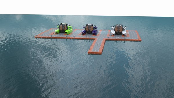 3D модель Модульный понтон для подводной лодки Aston Martin, плавающий ...