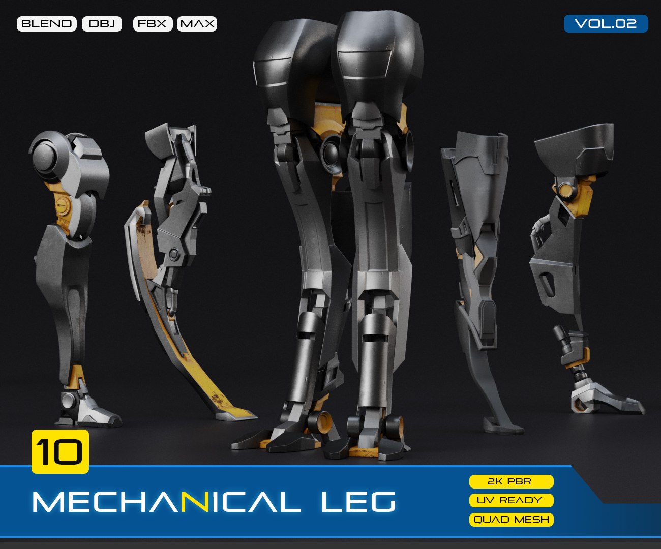 3D Model MECHANICAL LEG PACK PBR-VOL02 - TurboSquid 2215614