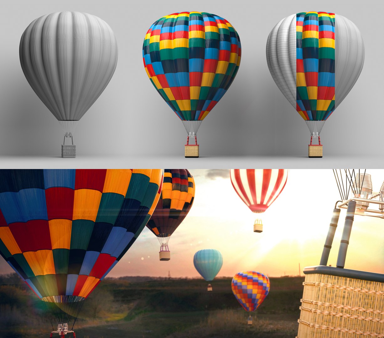 3D Hot Air Balloon Model - TurboSquid 1629840