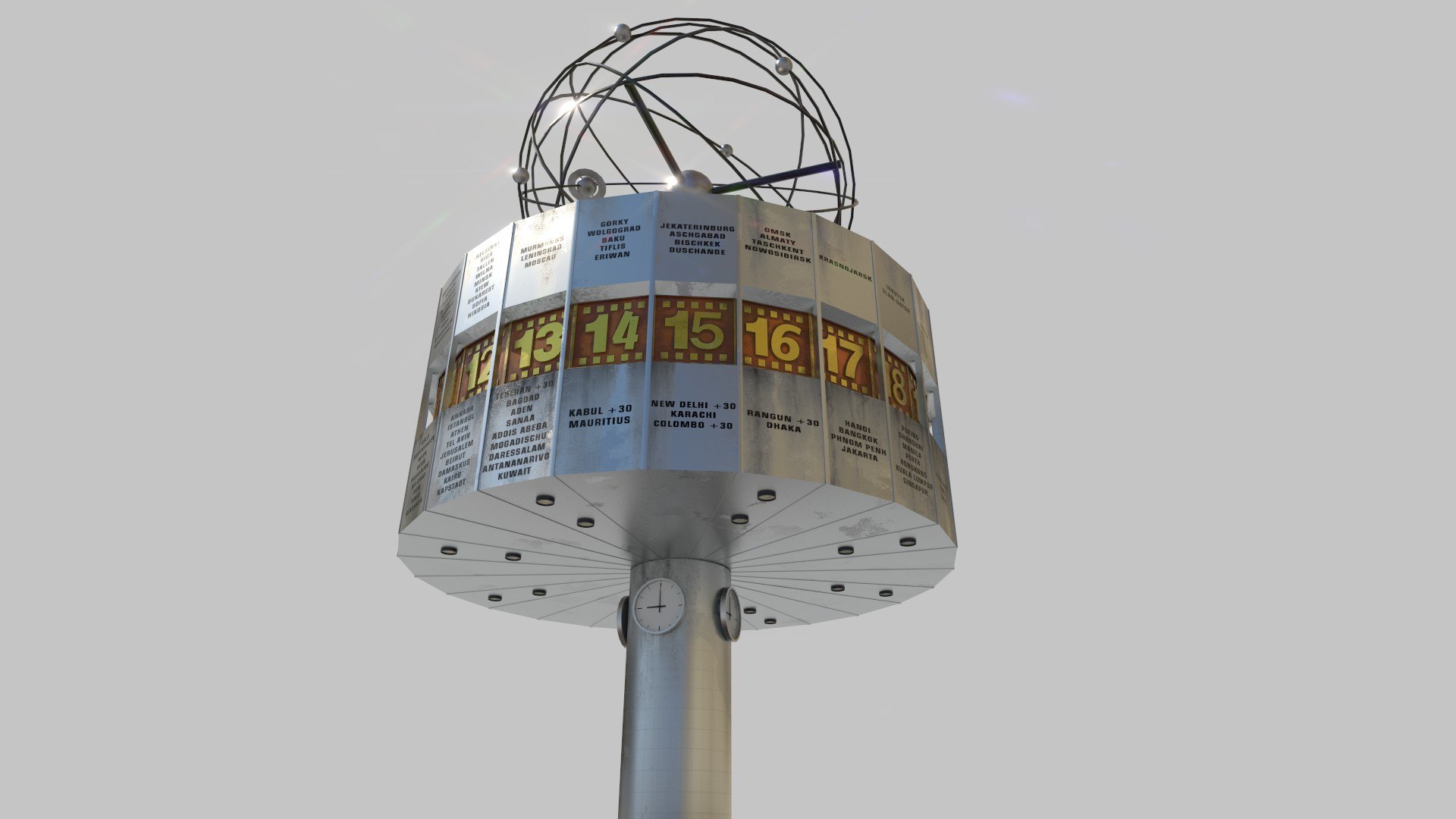 World Clock Berlin Alexander Platz 3D Model - TurboSquid 1737037