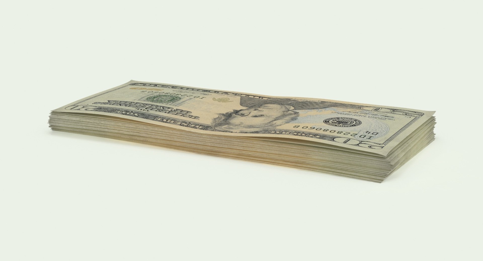 20 Dollar Bill Stack 3d Model