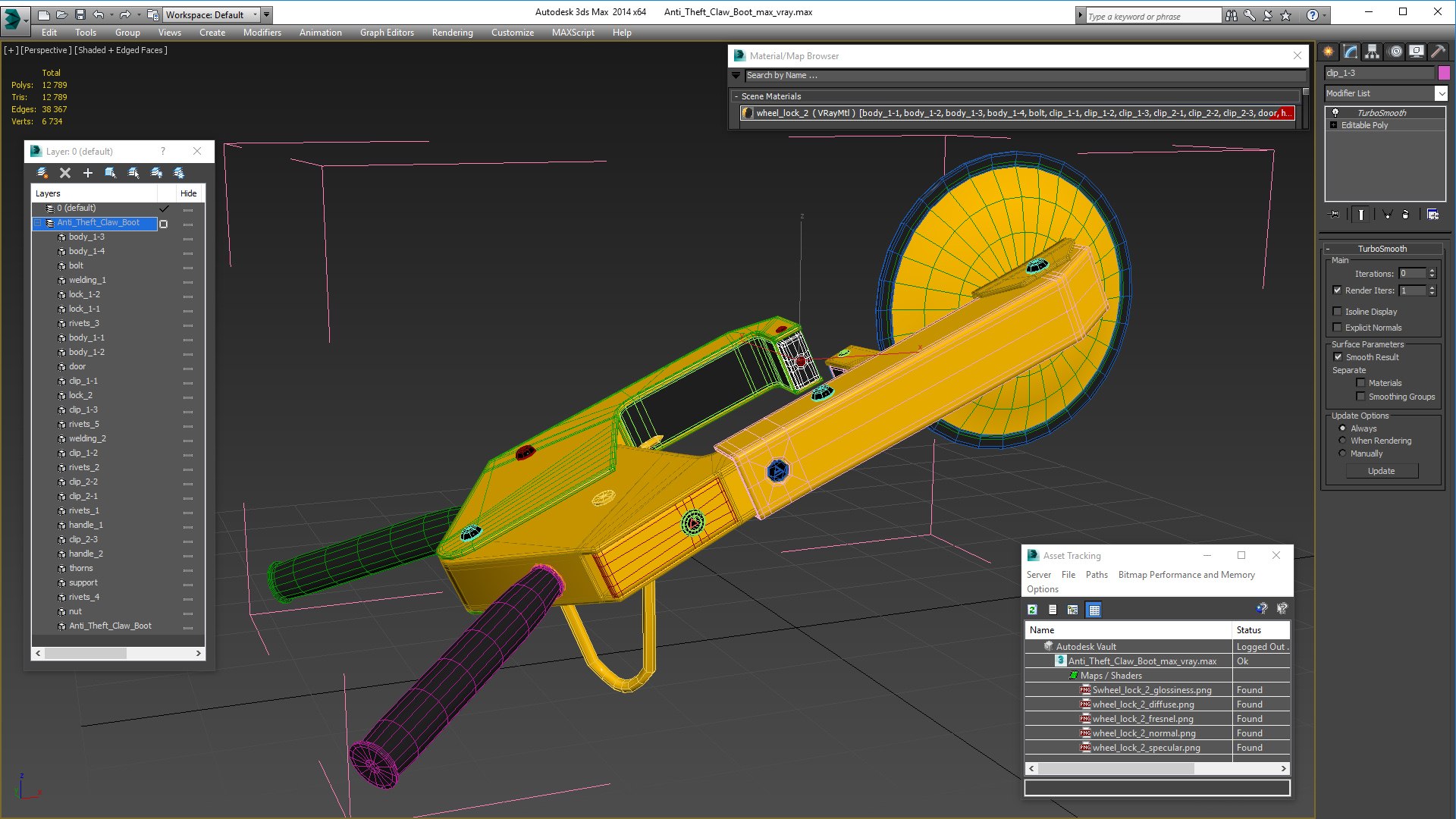 3D Anti Theft Claw Boot Model - TurboSquid 1607789