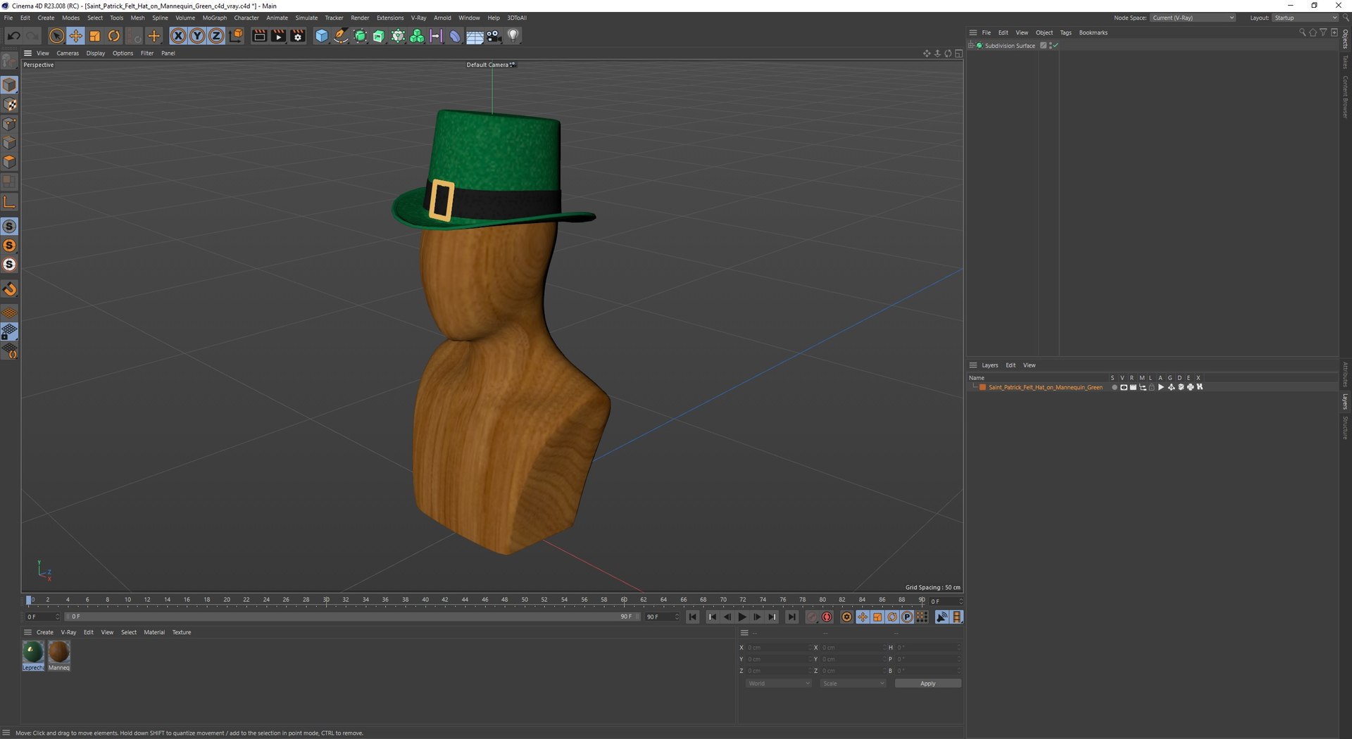 Saint Patrick Felt Hat On Mannequin Green 3D Model - TurboSquid 2393335