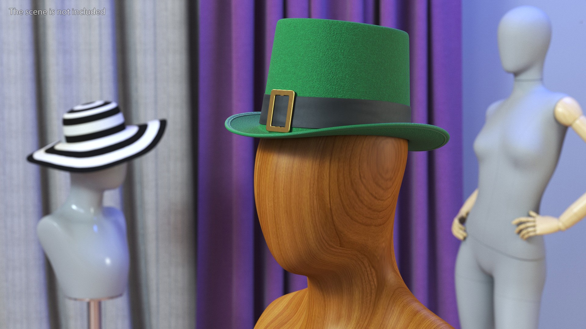 Saint Patrick Felt Hat On Mannequin Green 3D Model - TurboSquid 2393335