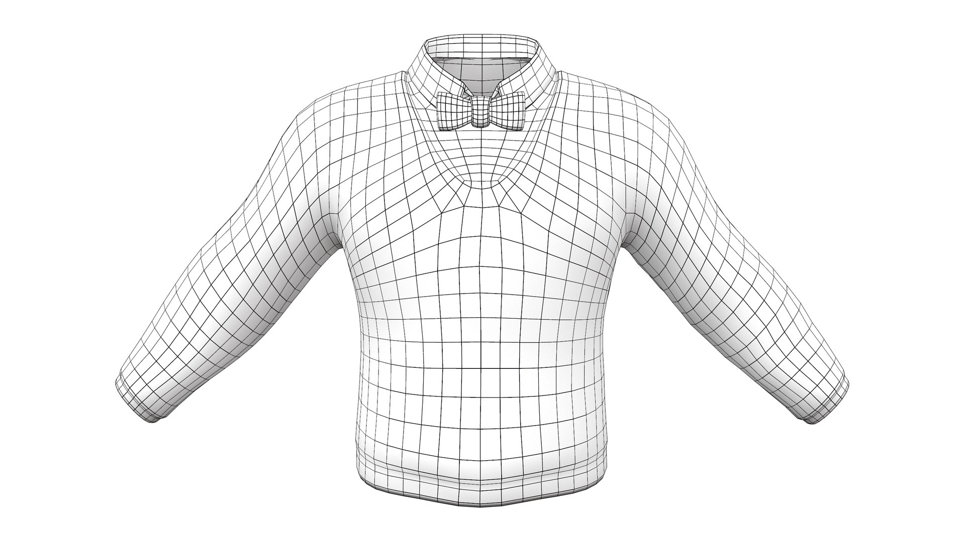 Blue V Neck Sweater Jumper With White Shirt And Dicky Bow Model - TurboSquid 1970450