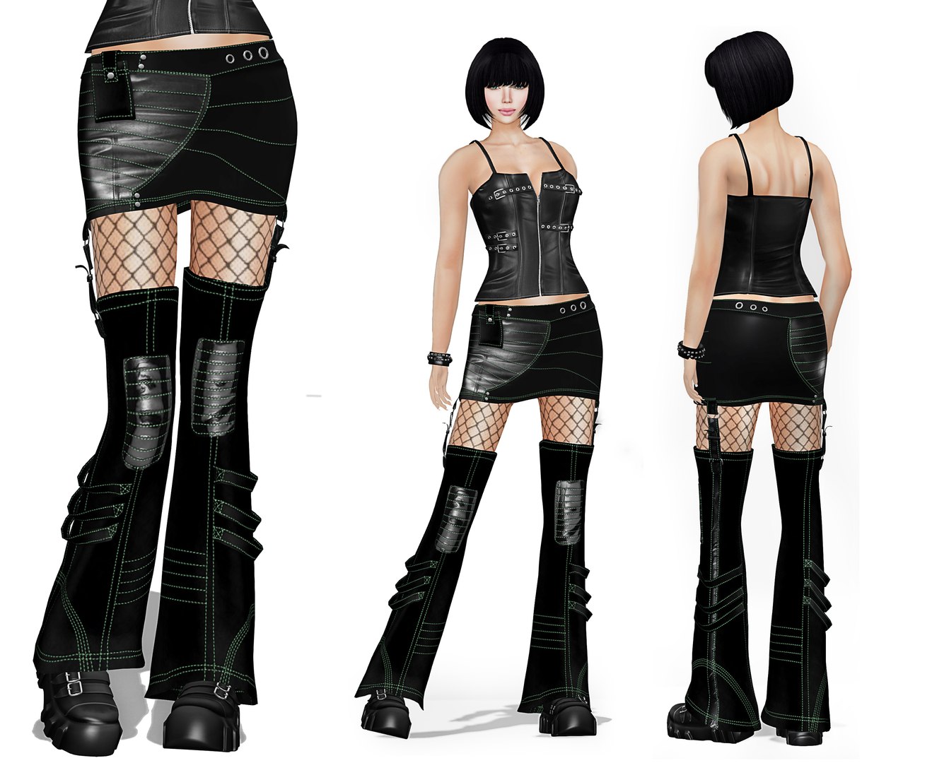 3D Cryo Punk Skirt With Leggings model - TurboSquid 1904938