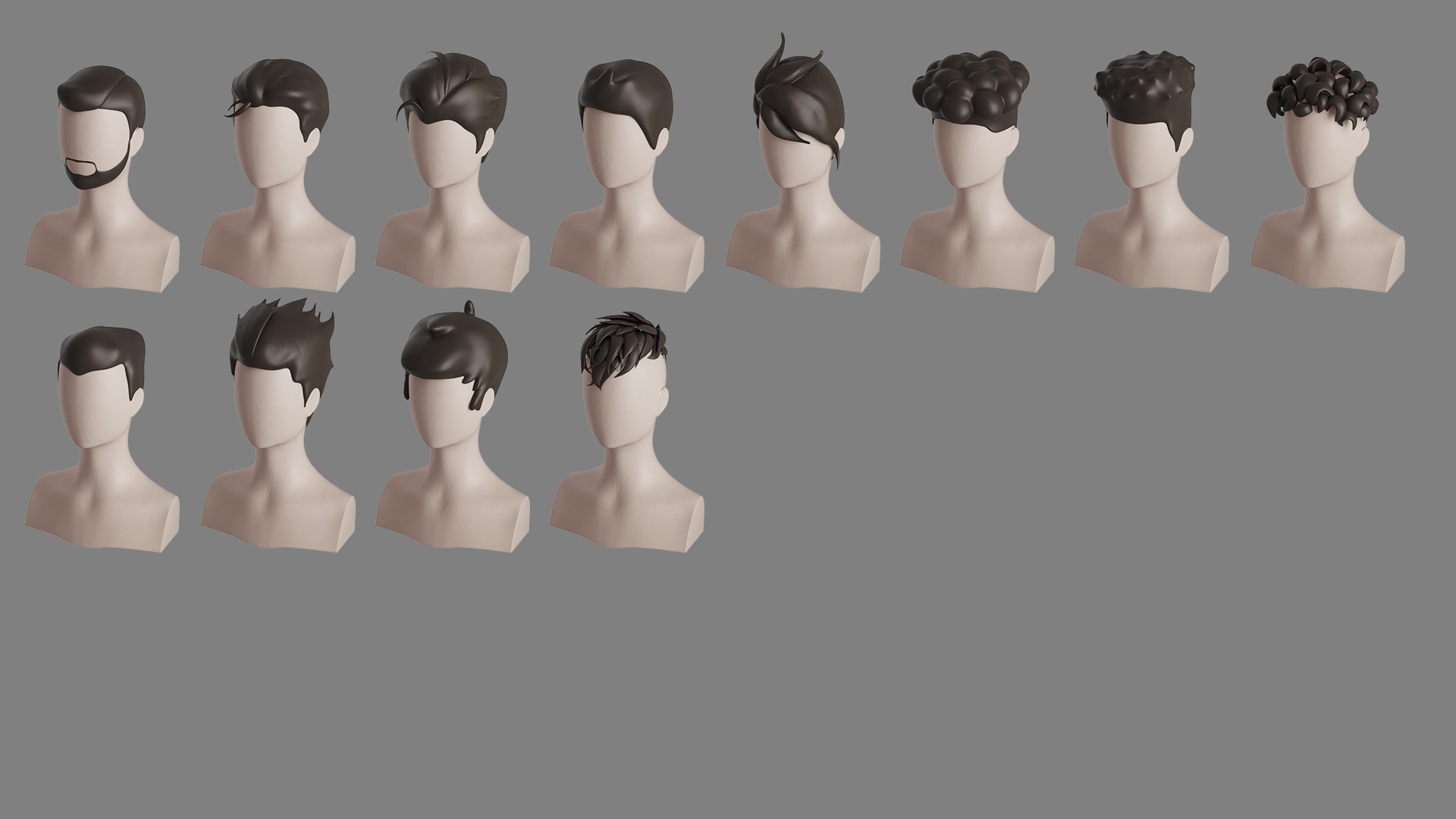 3D Stylised Man Hair Bundle - TurboSquid 2240058