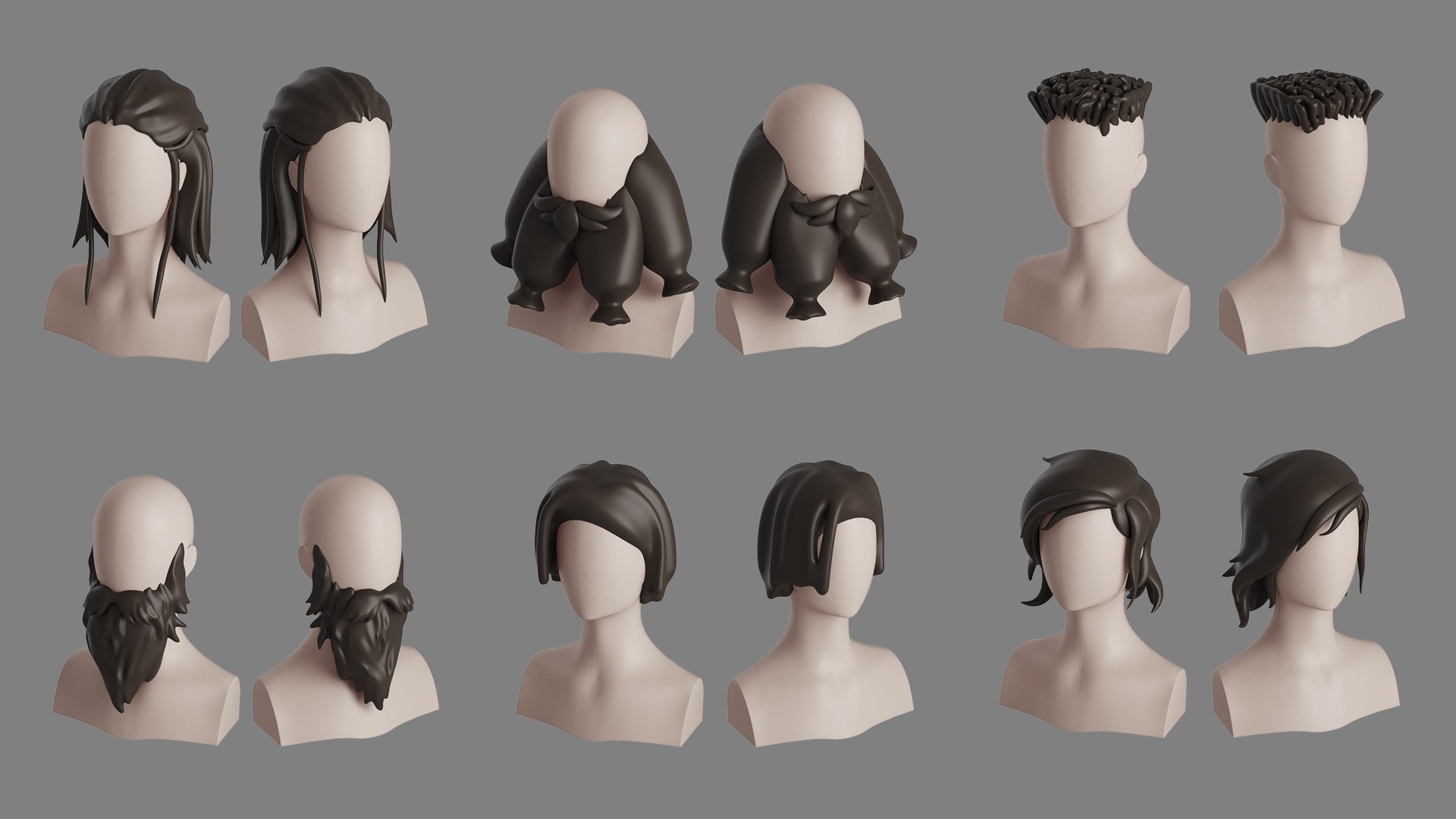 3D Stylised Man Hair Bundle - TurboSquid 2240058