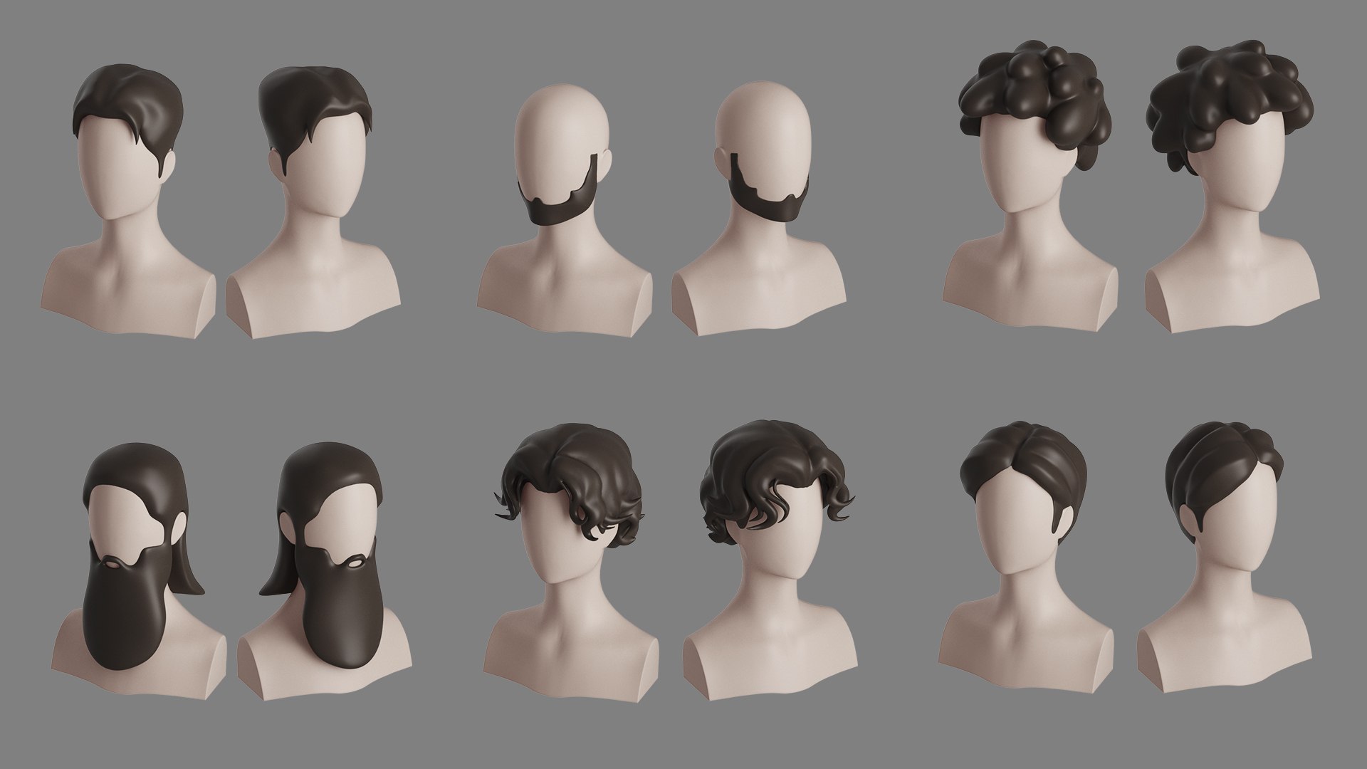 3D Stylised Man Hair Bundle - TurboSquid 2240058