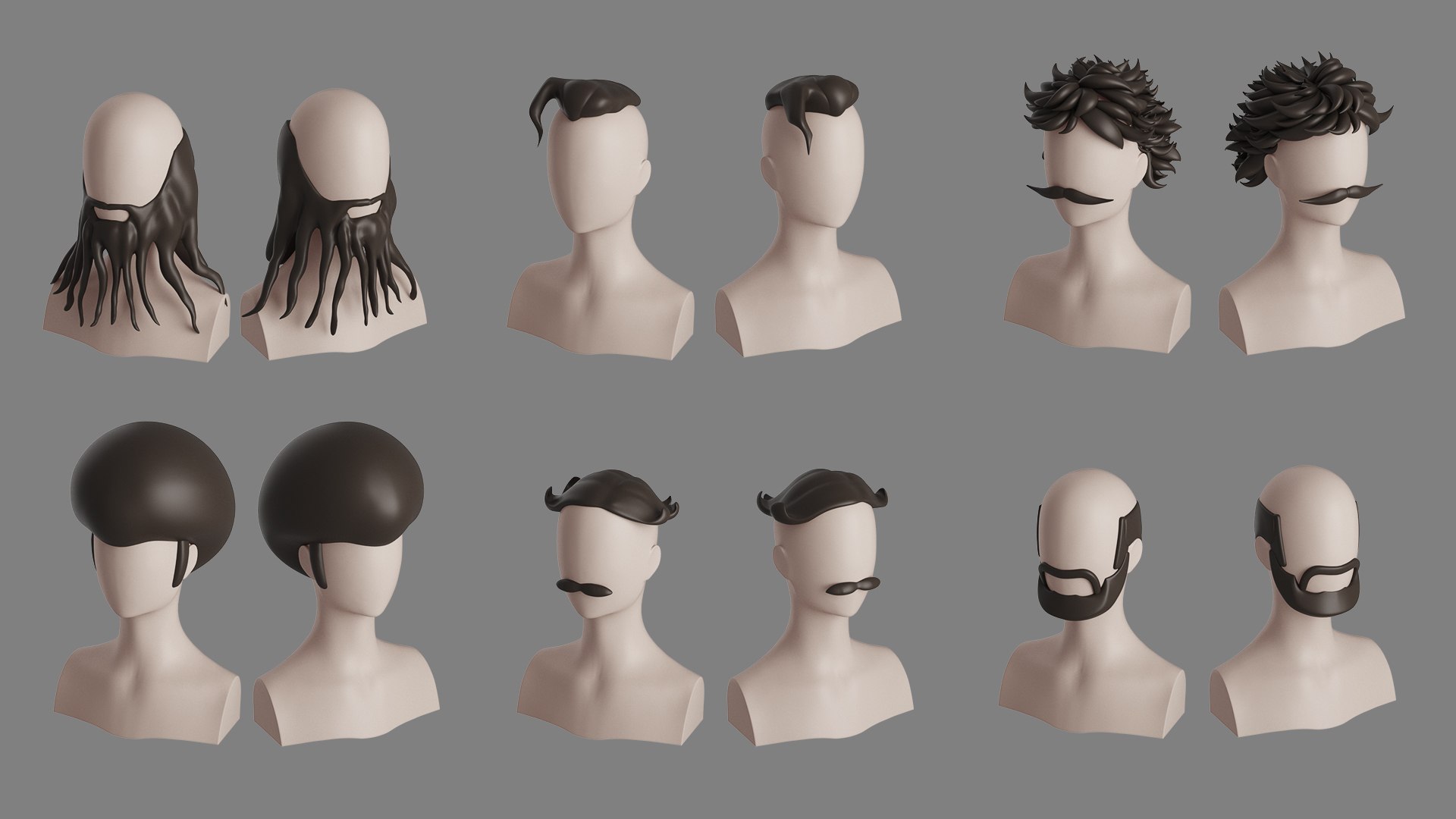 3D Stylised Man Hair Bundle - TurboSquid 2240058