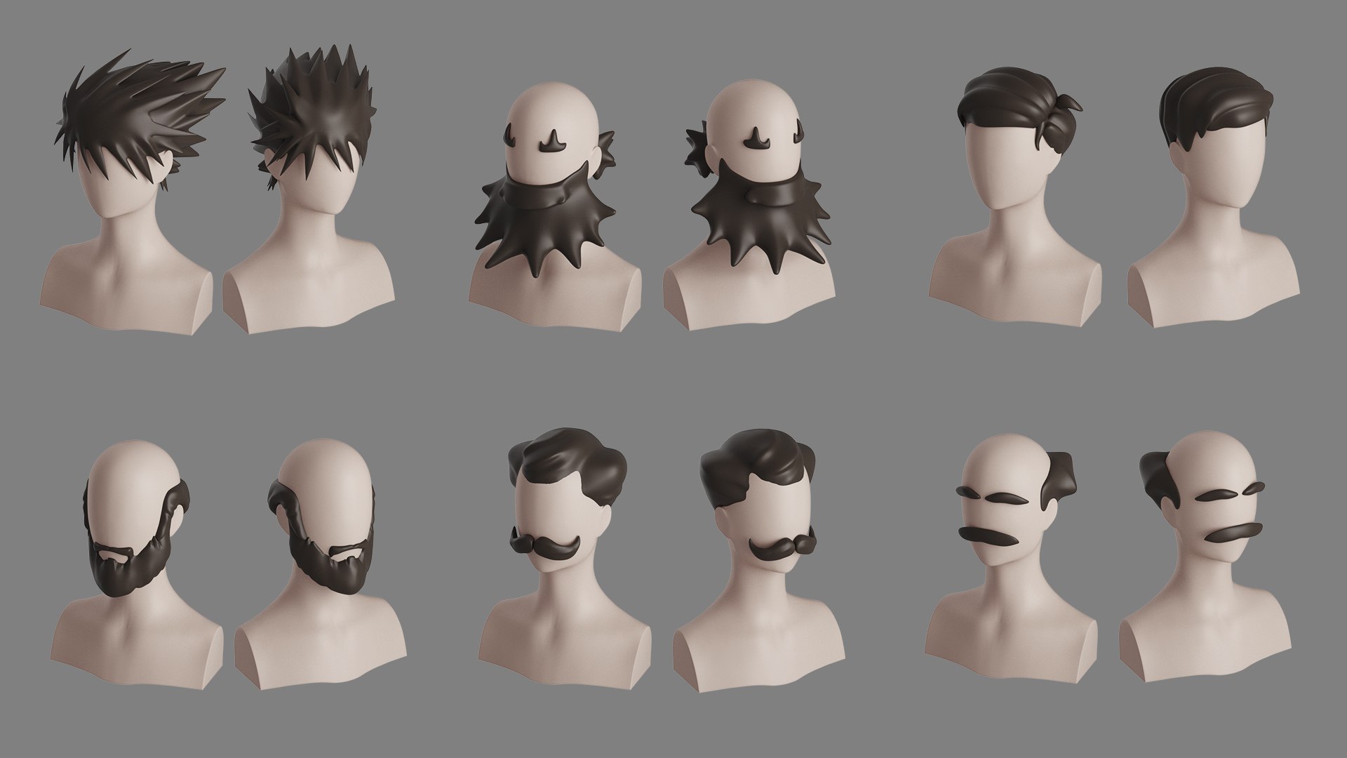 3D Stylised Man Hair Bundle - TurboSquid 2240058