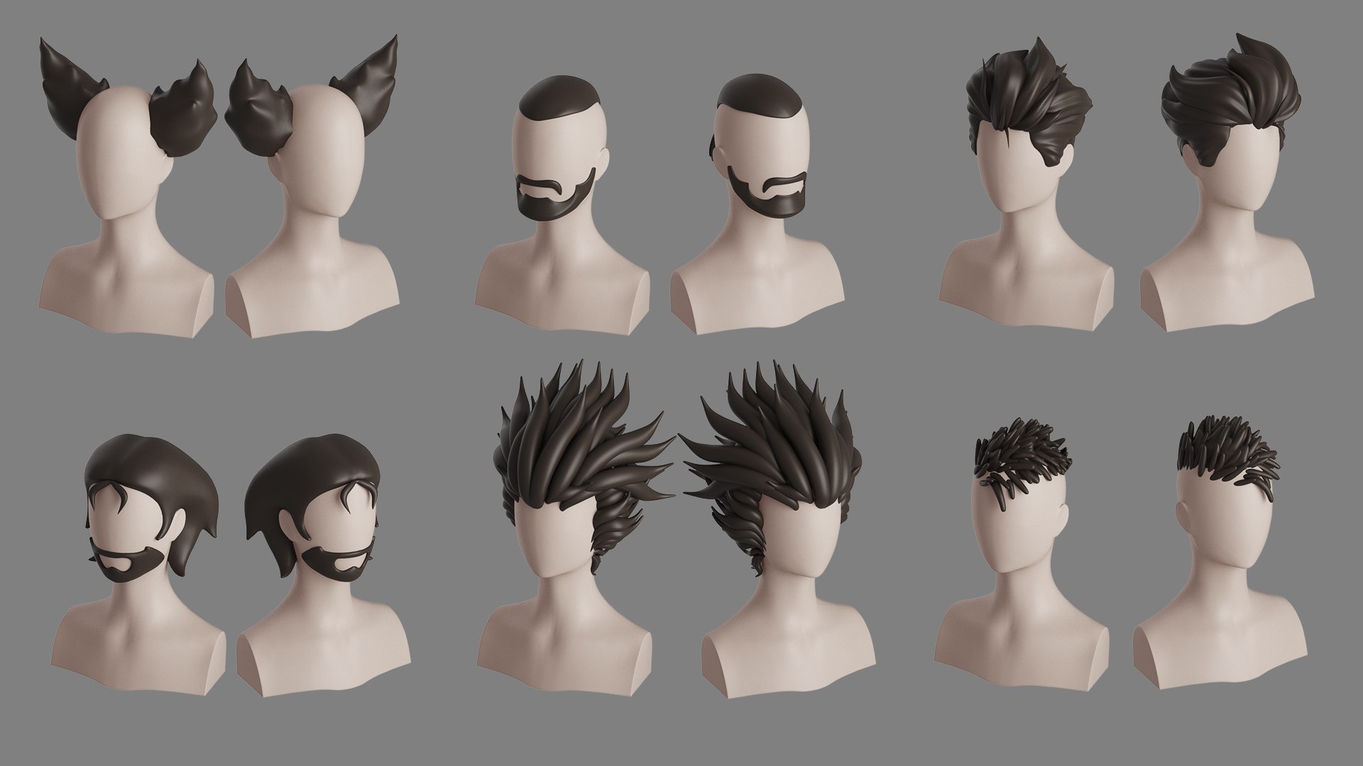 3D Stylised Man Hair Bundle - TurboSquid 2240058