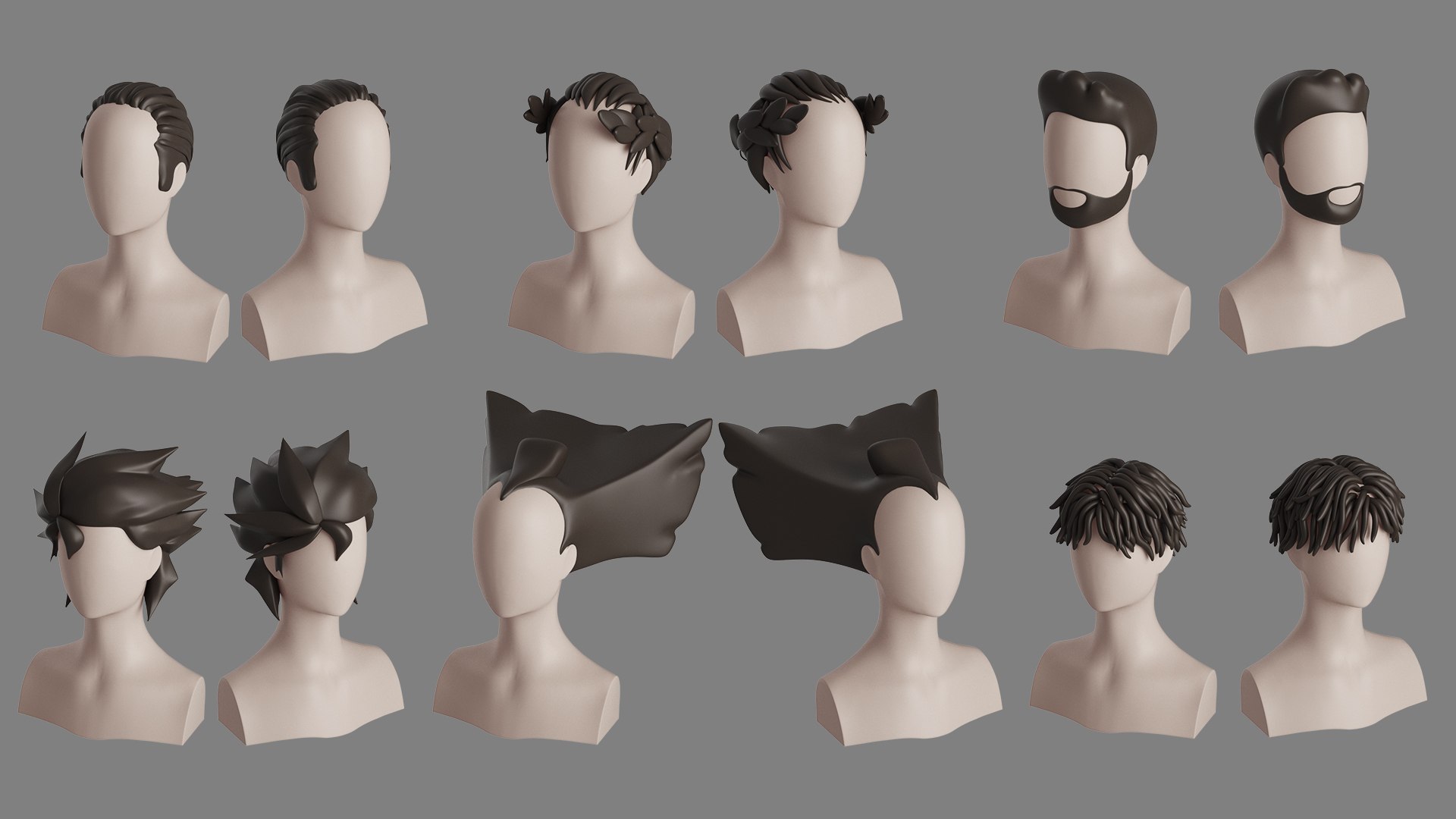 3D Stylised Man Hair Bundle - TurboSquid 2240058