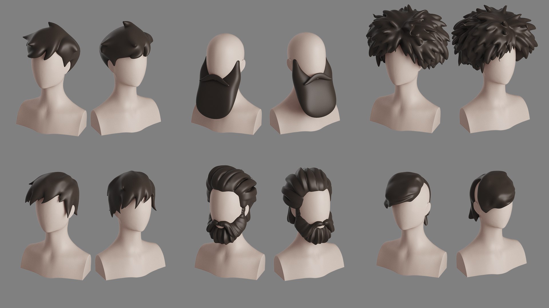 3D Stylised Man Hair Bundle - TurboSquid 2240058