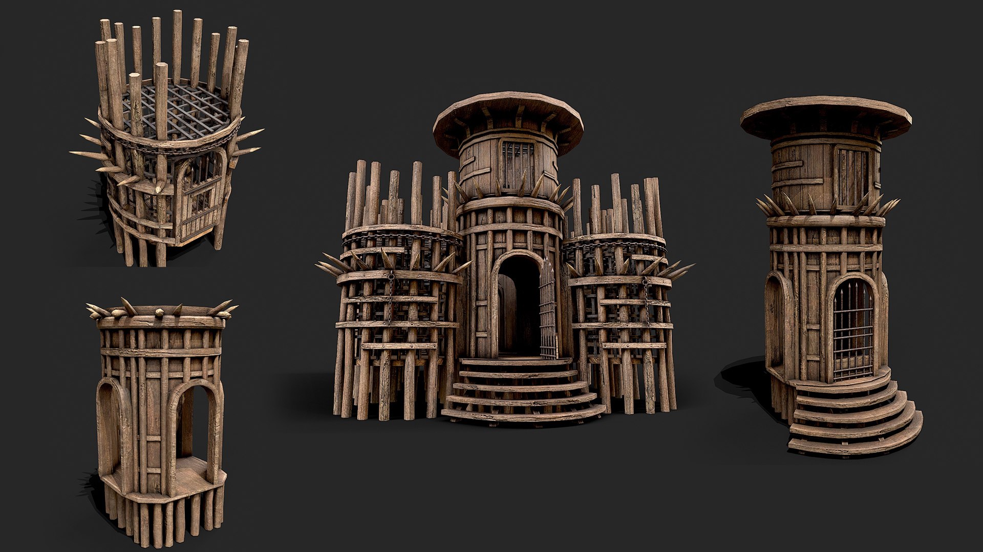 Medieval Modular Wooden Prison Cage 3D Model - TurboSquid 2358207