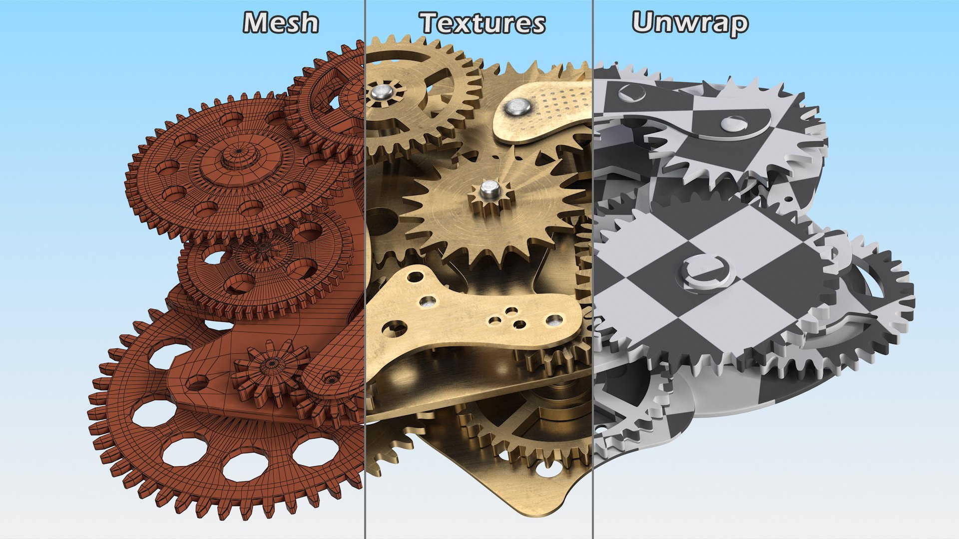 Cog gears mechanism brass 3D model - TurboSquid 1654167