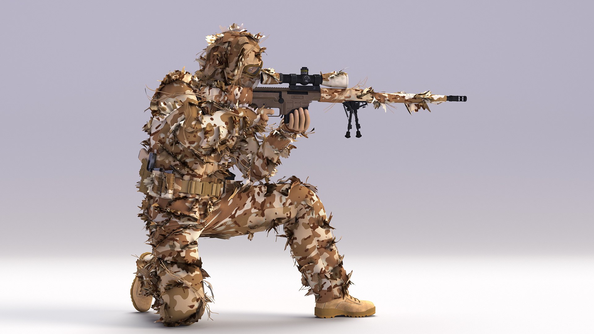 3D Sniper with Barrett 98 Bravo Rigged for Modo - TurboSquid 2003507