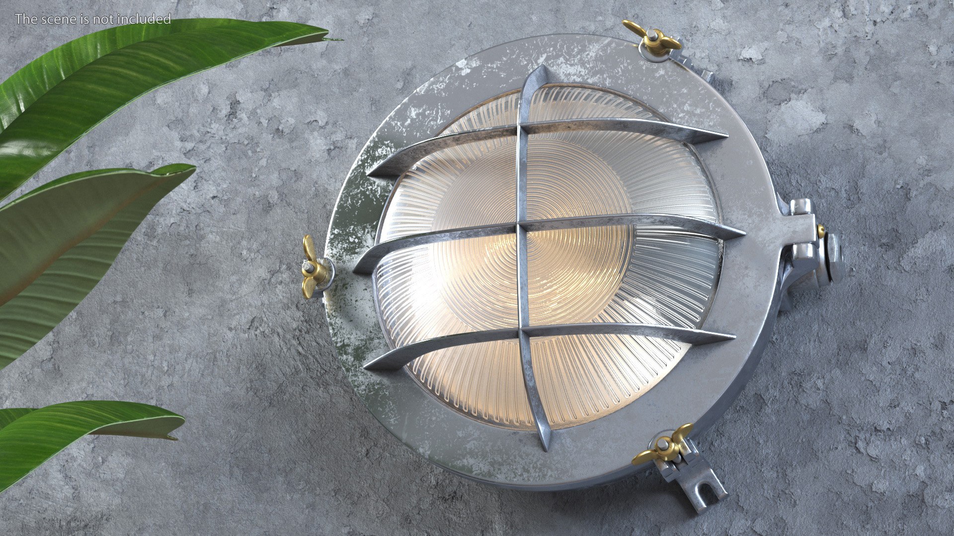 Bulkhead Light Lamp Steel With Ribbed Glass On State 3D Model ...
