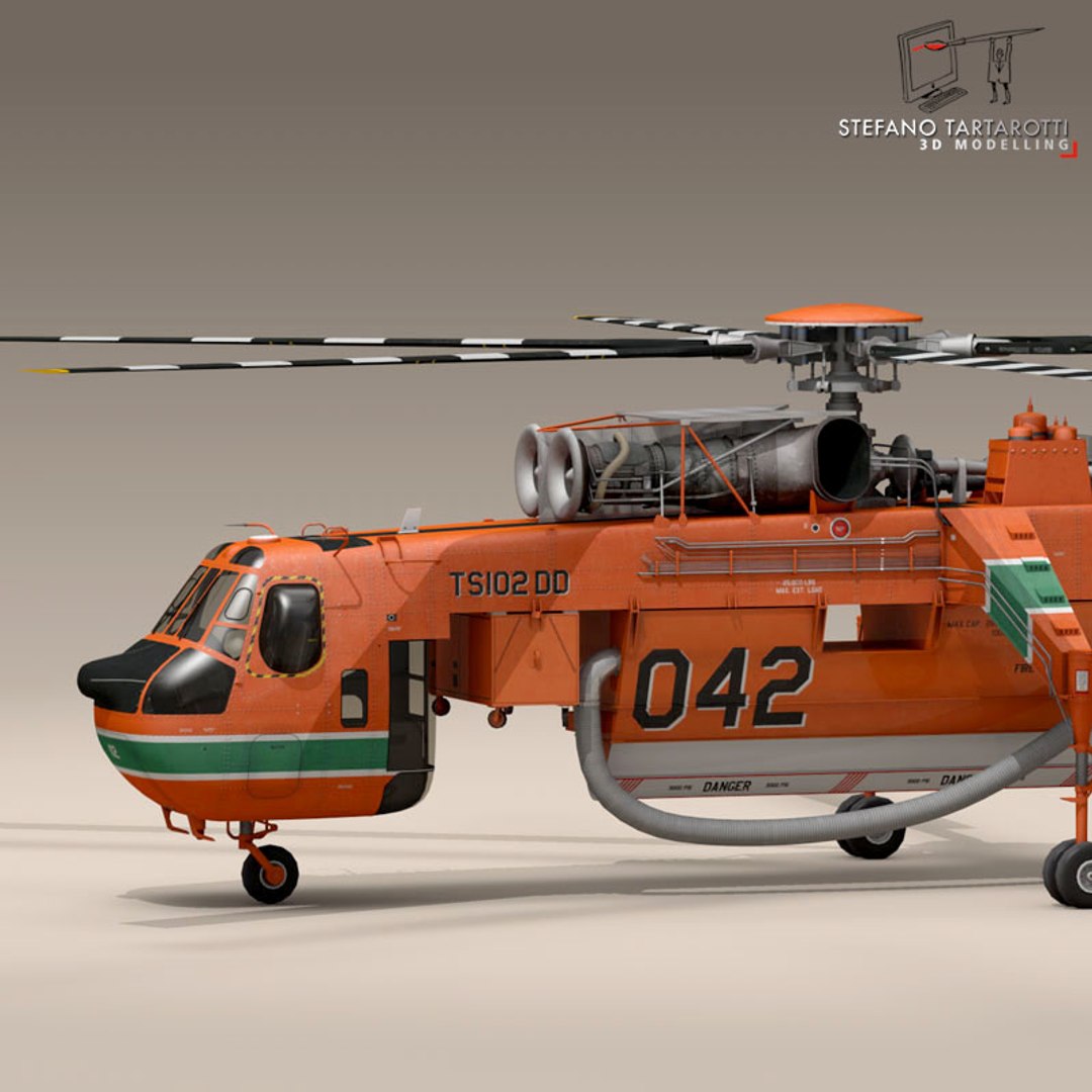 3d Model Of S-64f Skycrane S-64e S-64