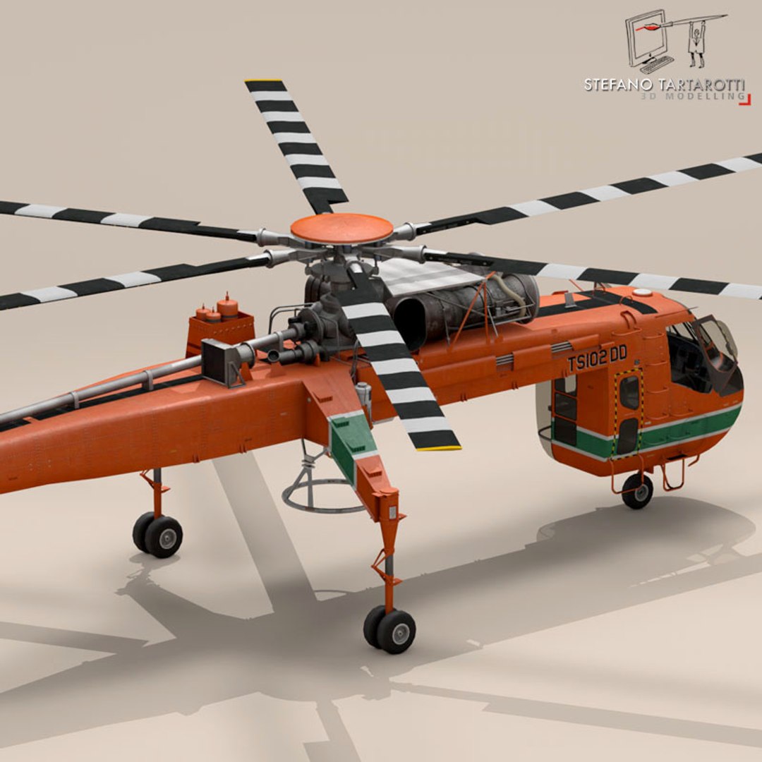 3d Model Of S-64f Skycrane S-64e S-64