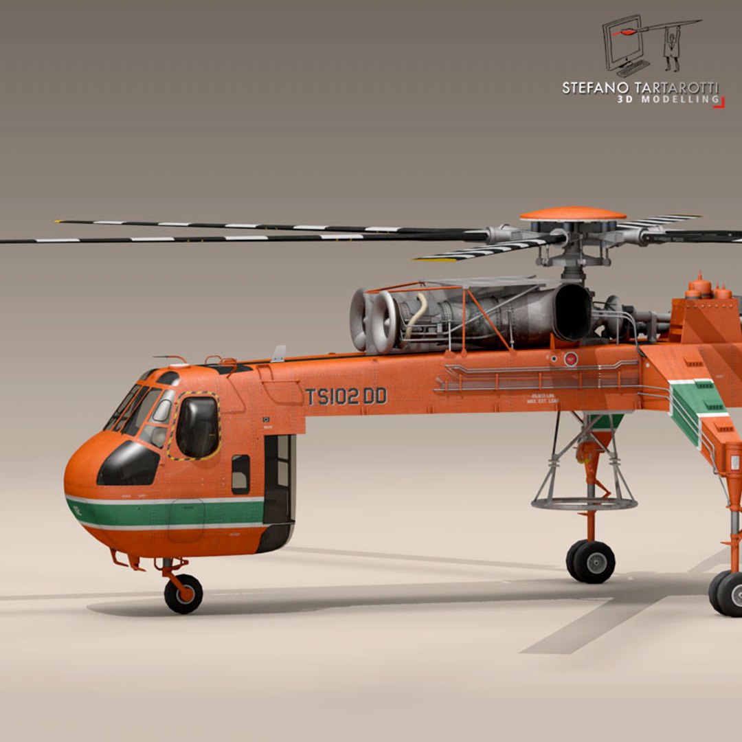 3d Model Of S-64f Skycrane S-64e S-64