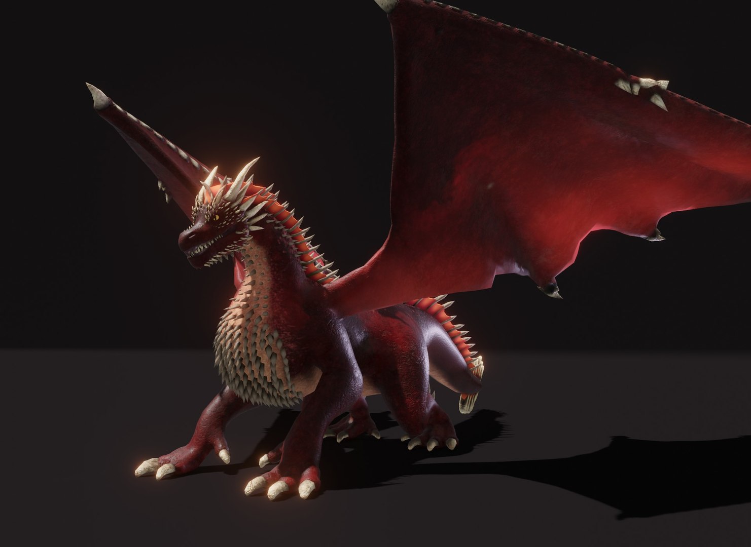 Realistic Red Dragon Animated Low-poly 3D Model 3D Model - TurboSquid ...