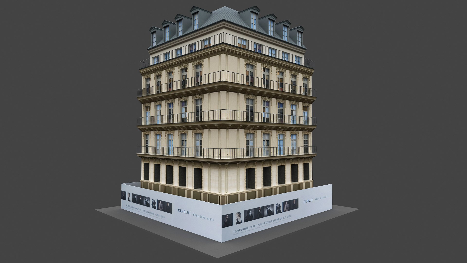 3D Typical Parisian Corner Building model - TurboSquid 1717114