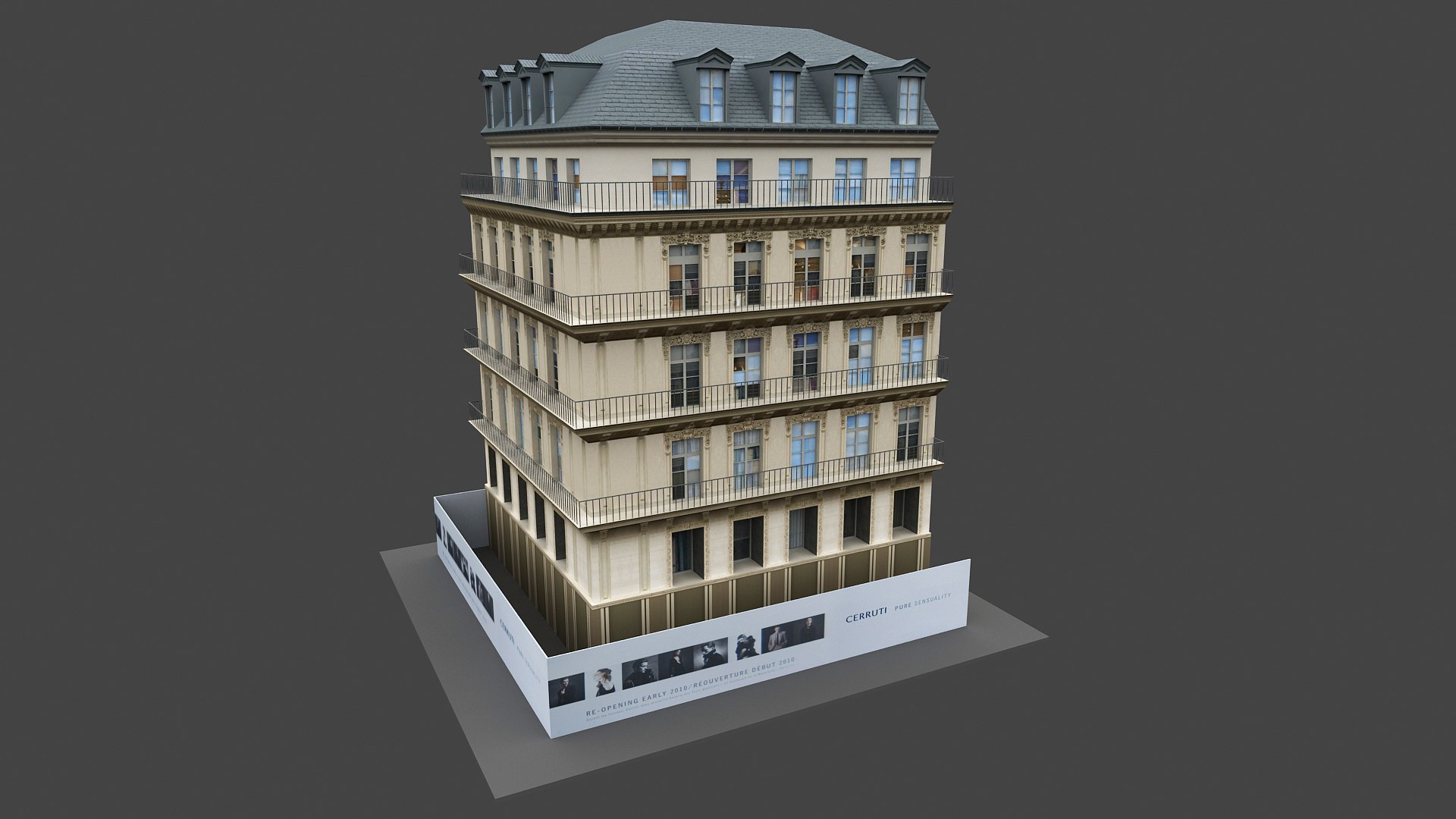 3D Typical Parisian Corner Building model - TurboSquid 1717114