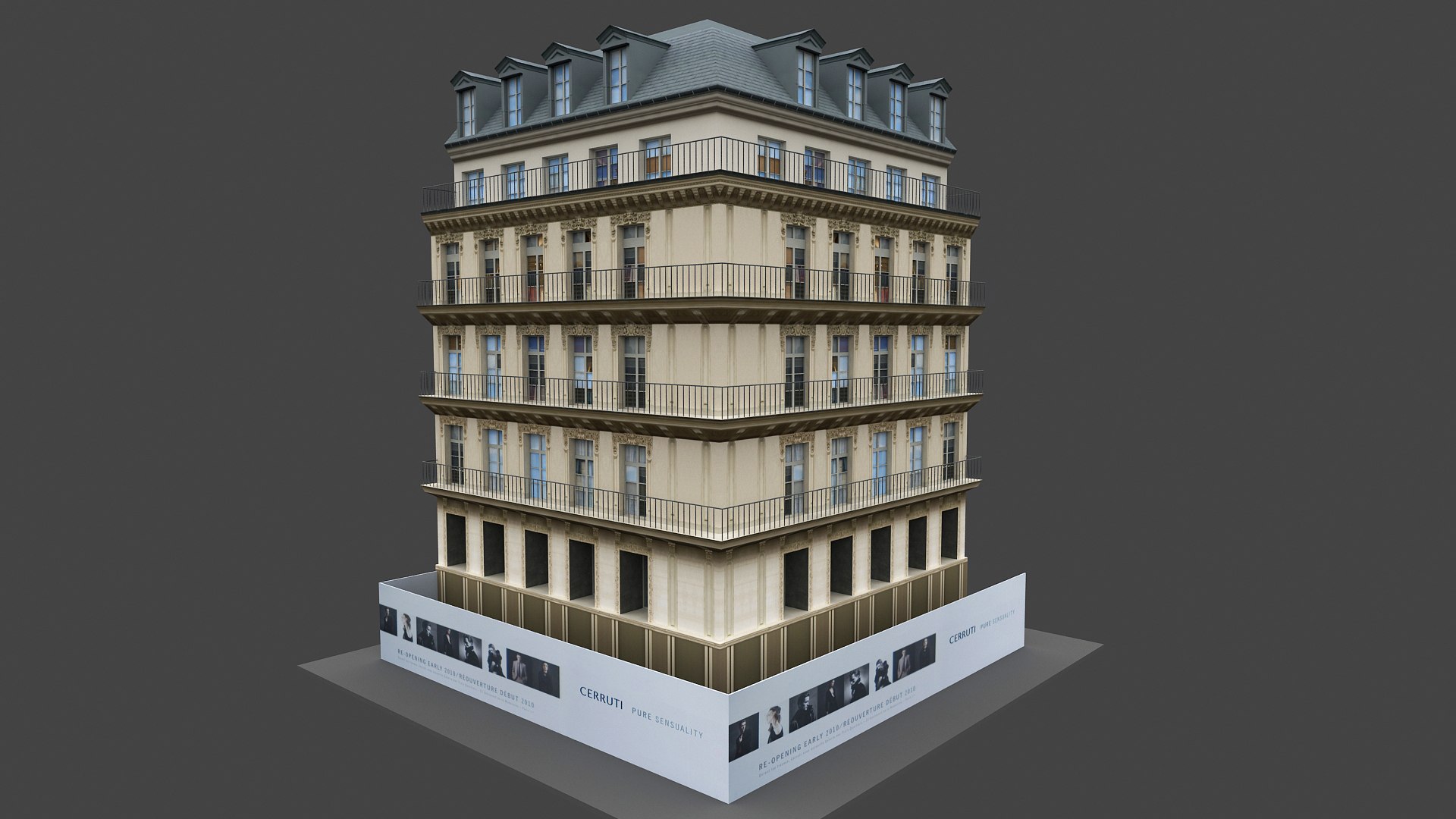 3D Typical Parisian Corner Building model - TurboSquid 1717114