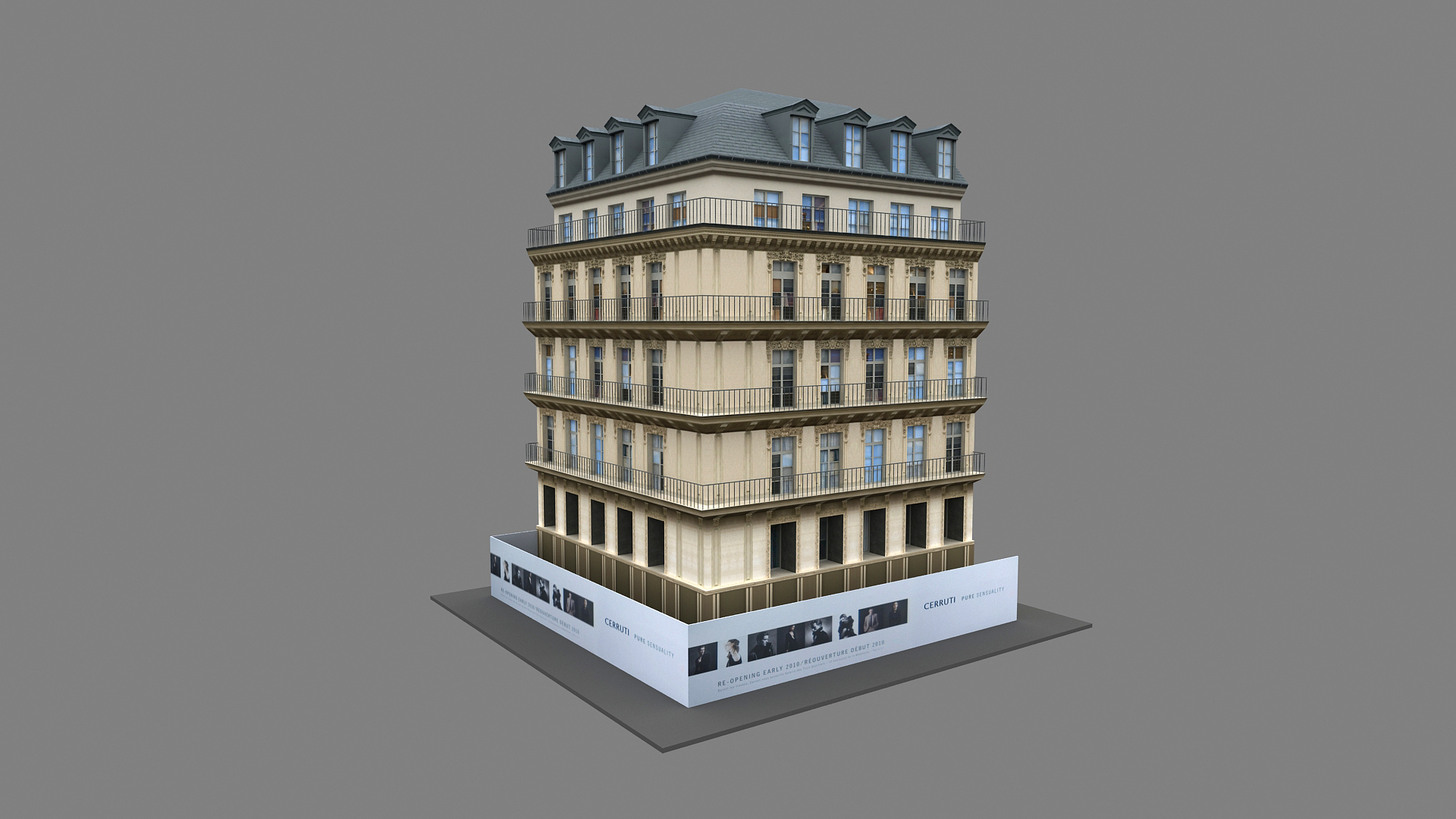 3D Typical Parisian Corner Building model - TurboSquid 1717114