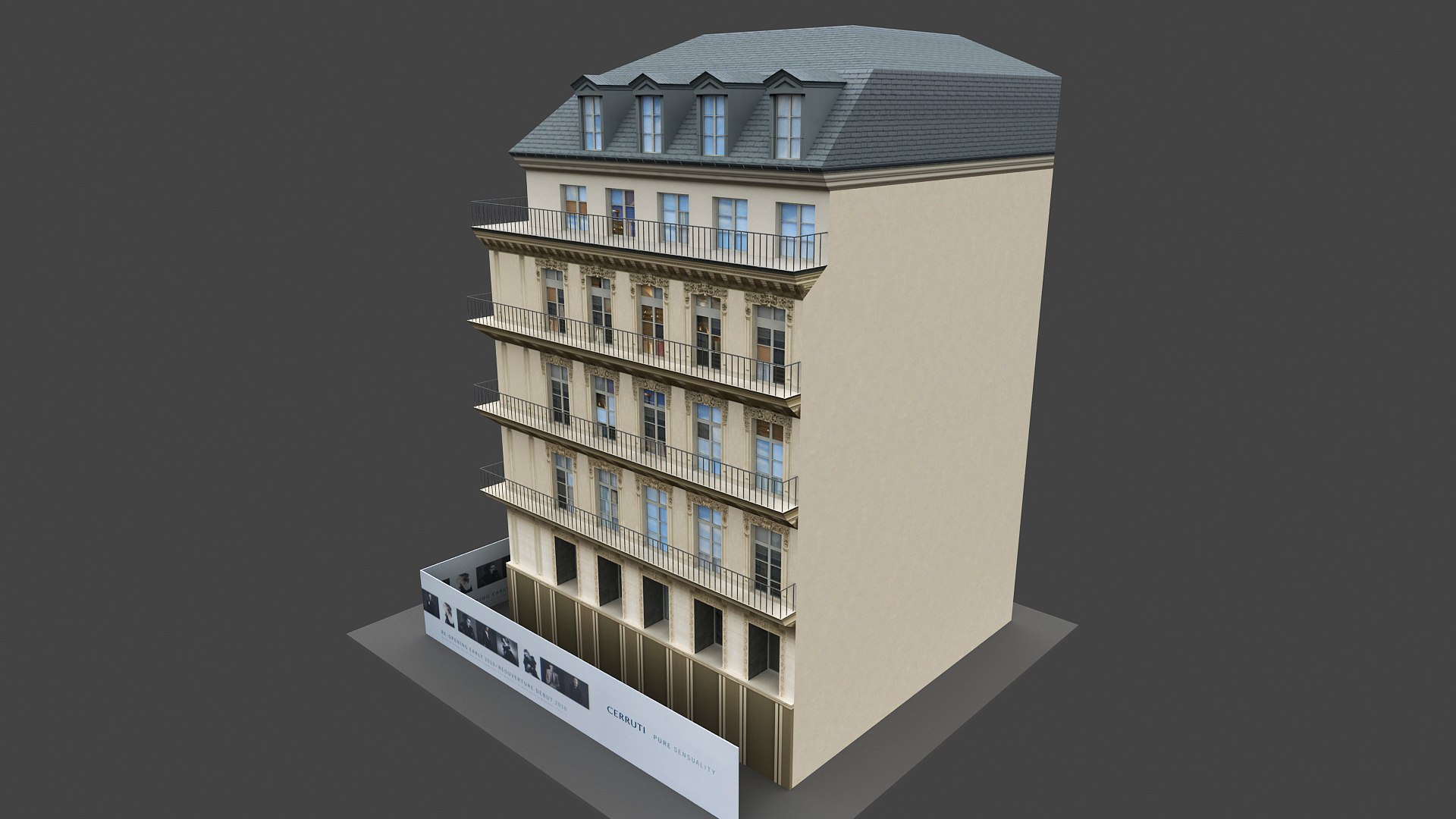 3D Typical Parisian Corner Building model - TurboSquid 1717114