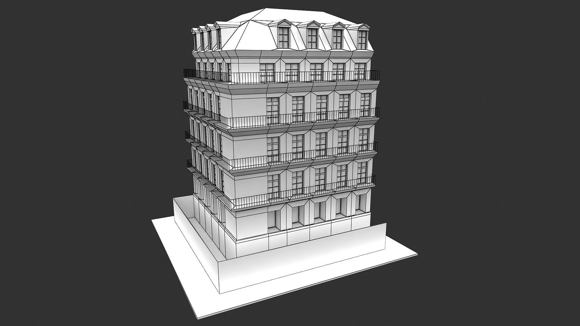 3D Typical Parisian Corner Building model - TurboSquid 1717114