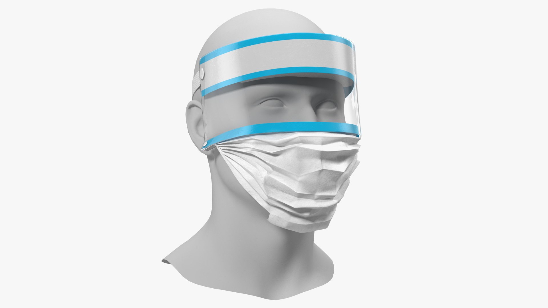 Face Shield With Medical Mask 3D Model - TurboSquid 1832841