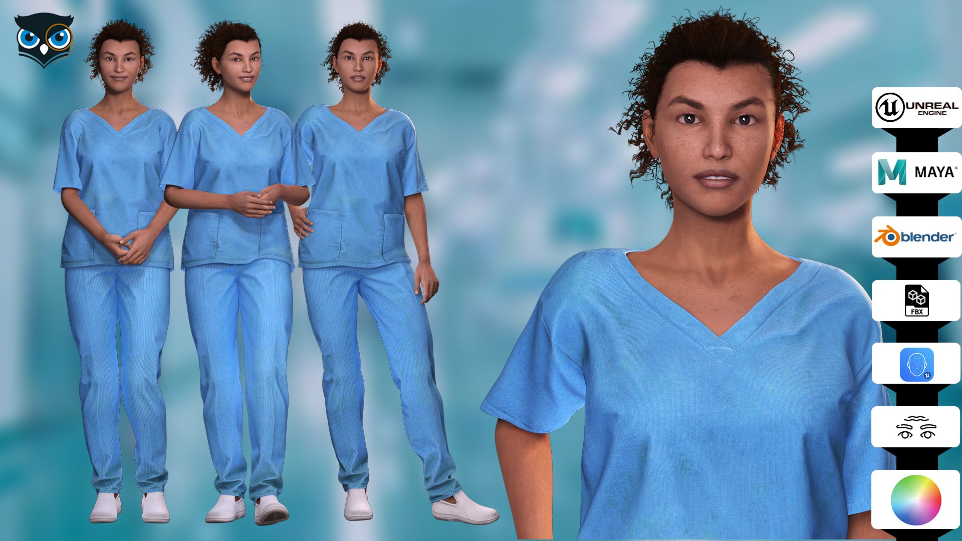 Realistic Healthcare Worker High-Quality 3D Nurse Character 3D Model ...