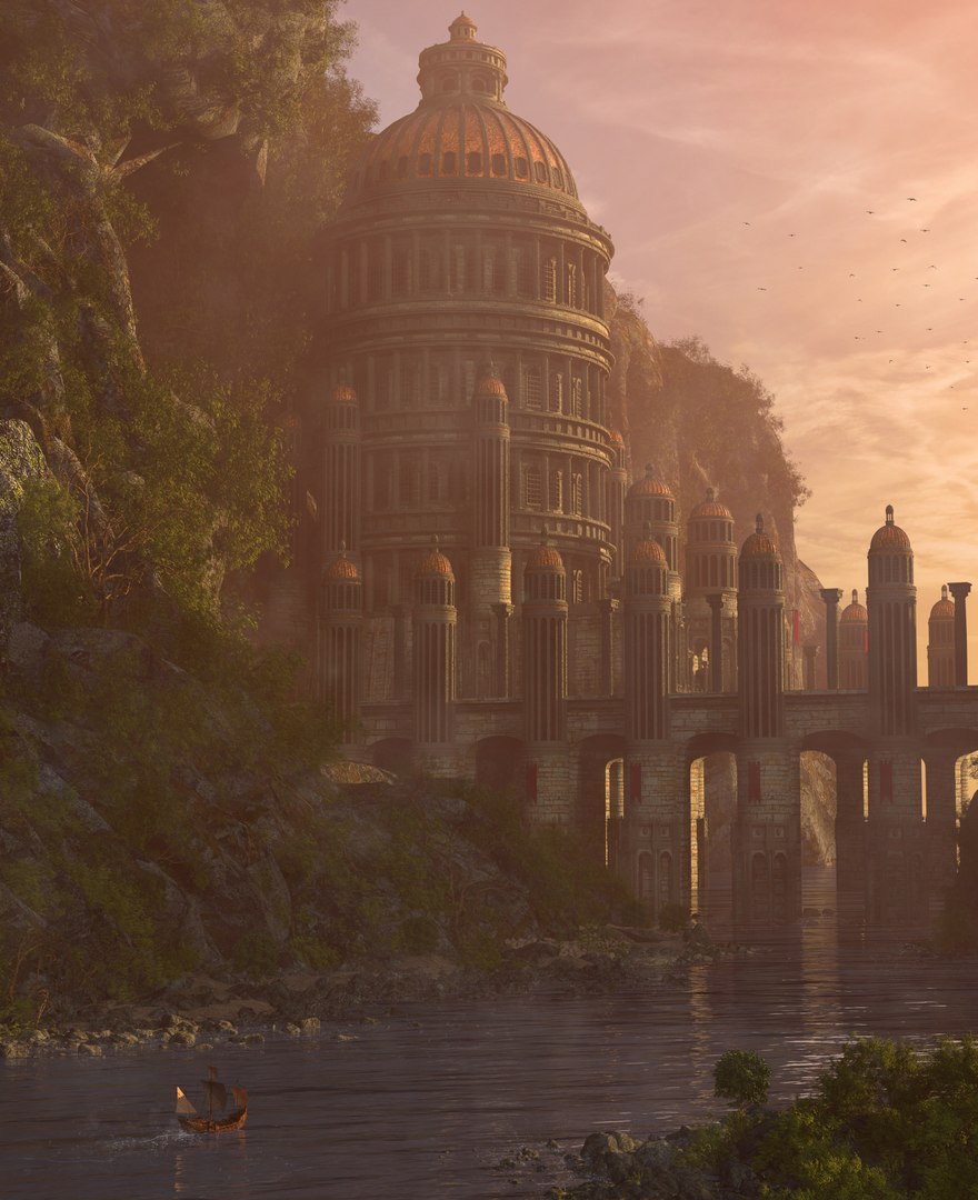 Fantasy Dome Castle River 3D Model - TurboSquid 1983631