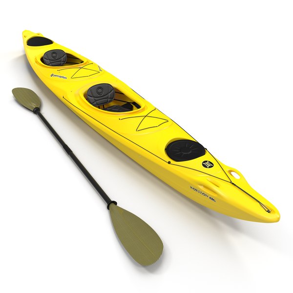 3d model kayak 2 yellow paddle
