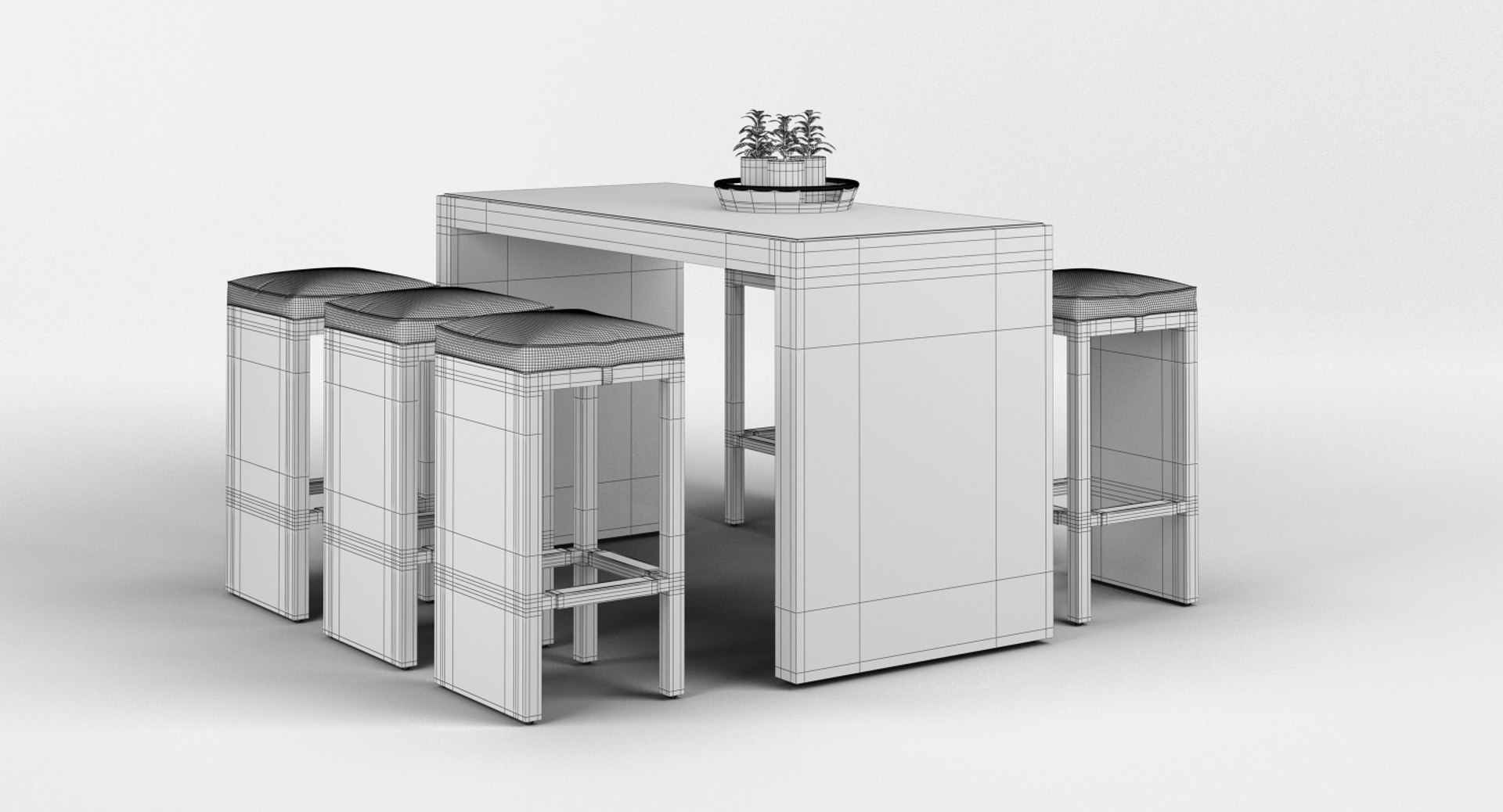 Outdoor Bar Set Stools 3d Model