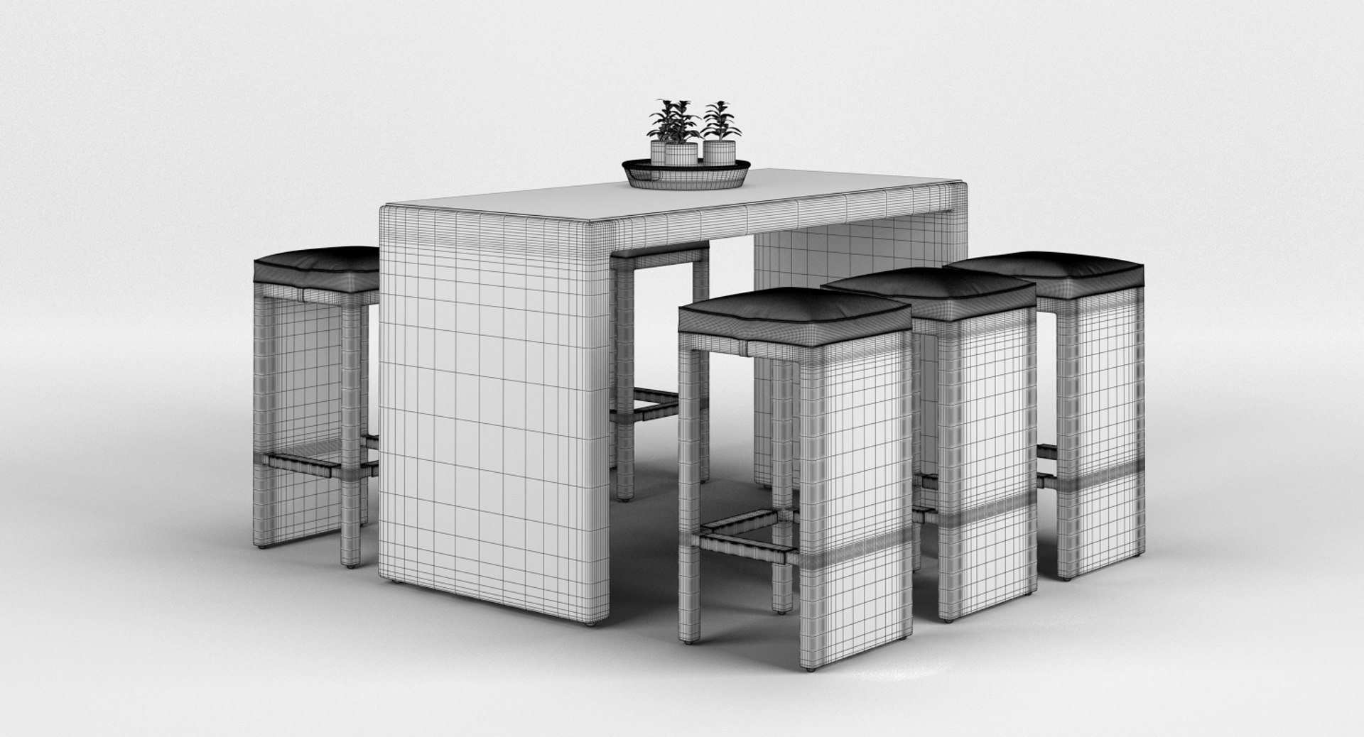 Outdoor Bar Set Stools 3d Model