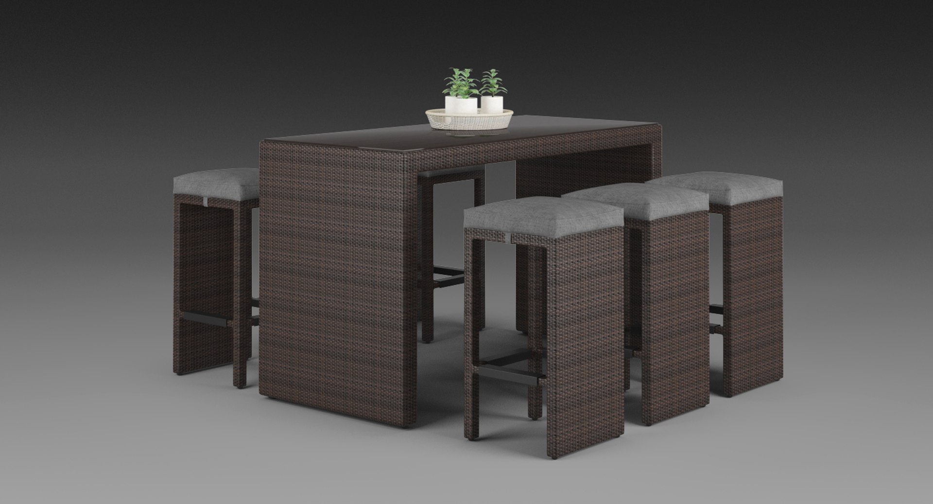 Outdoor Bar Set Stools 3d Model