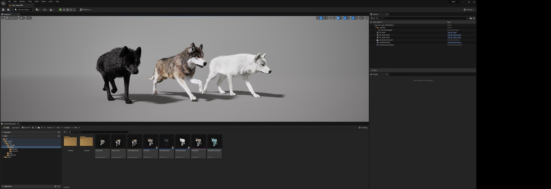 Wolf Pack Animated UNREAL Project Model - TurboSquid 2292121