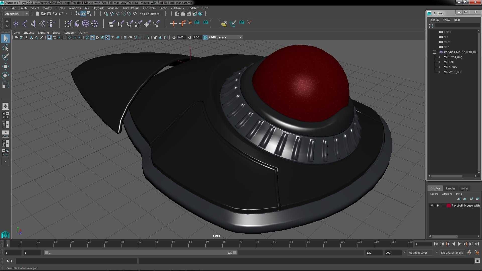 Trackball Mouse with Red Ball model - TurboSquid 2162309